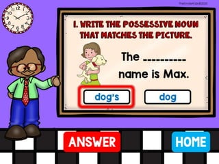 Possessive Nouns PowerPoint Game Grade x | PPTX