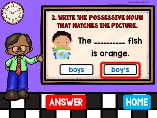 Possessive Nouns PowerPoint Game Grade x | PPTX