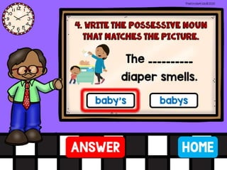 Possessive Nouns PowerPoint Game Grade x | PPTX