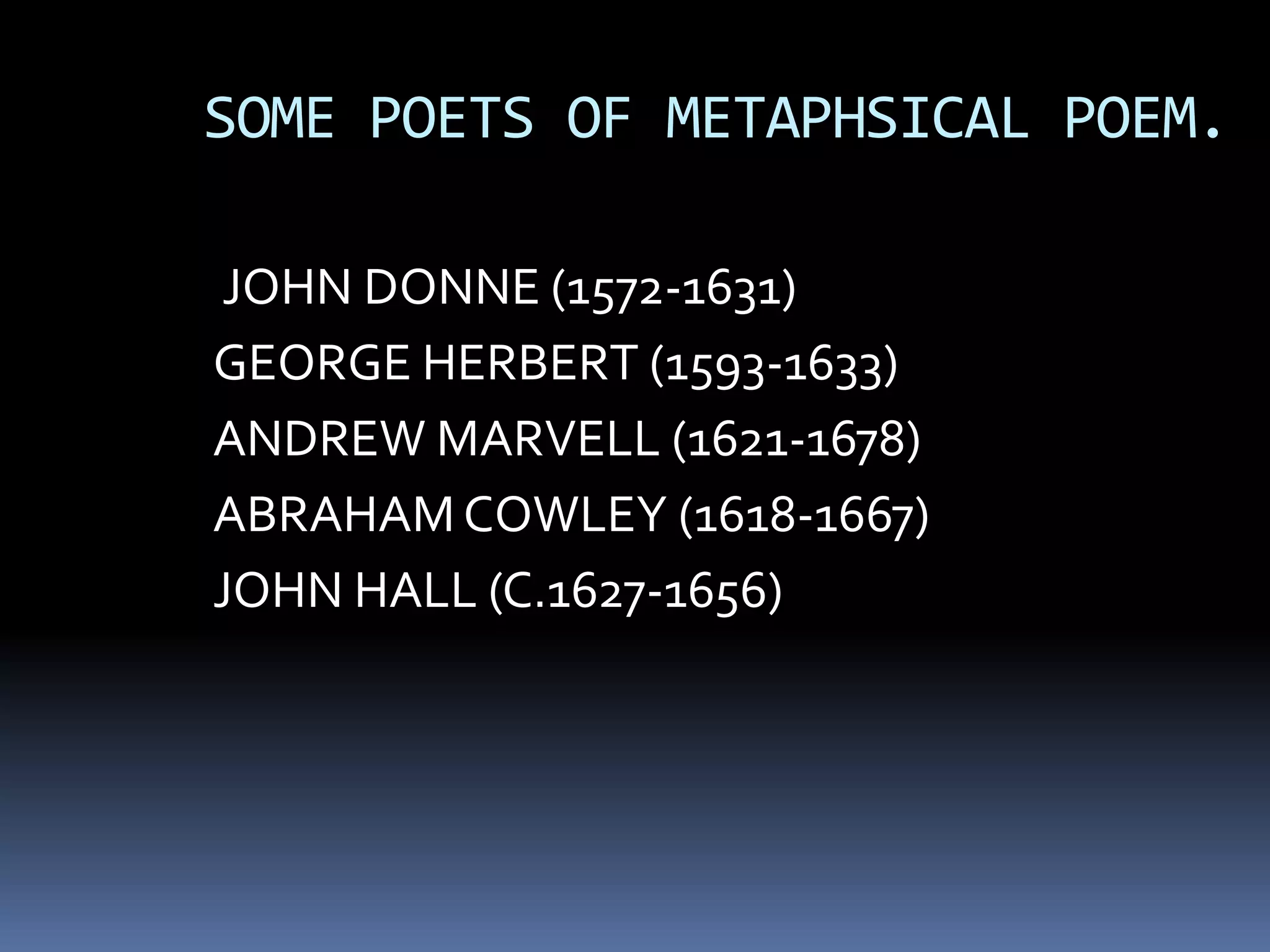 charactristis in metaphysical poem by john donne. | PPTX