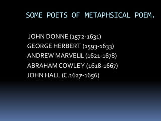charactristis in metaphysical poem by john donne. | PPTX