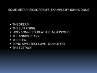 charactristis in metaphysical poem by john donne. | PPTX