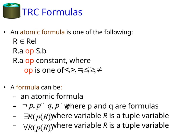 Relational Calculus Data Base Managment Systems Ppt 