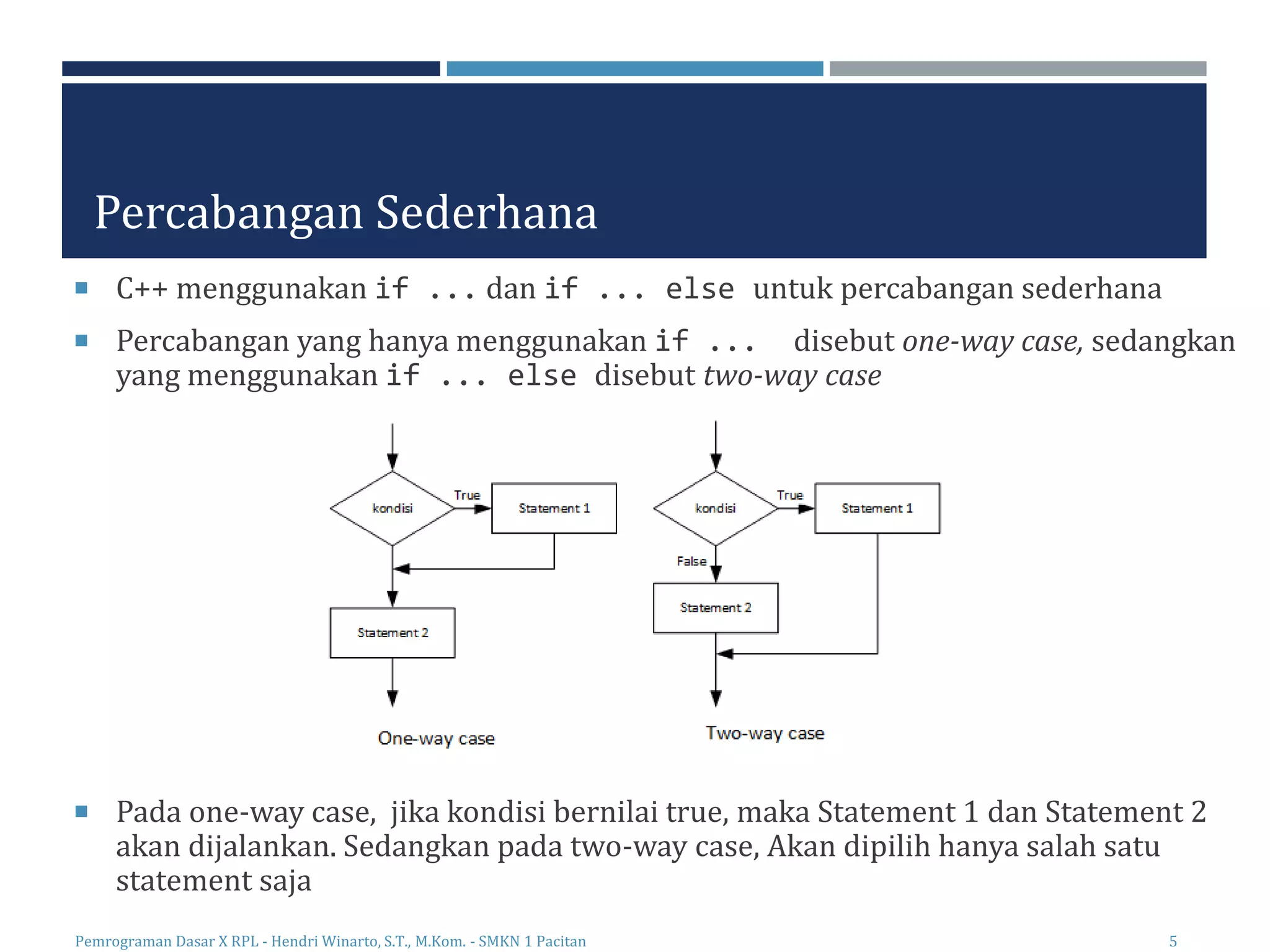 Materi Pemrograman Dasar - Struktur Kontrol Percabangan | PDF