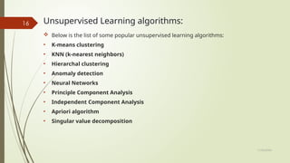 Supervised and Unsupervised Machine learning | PPTX