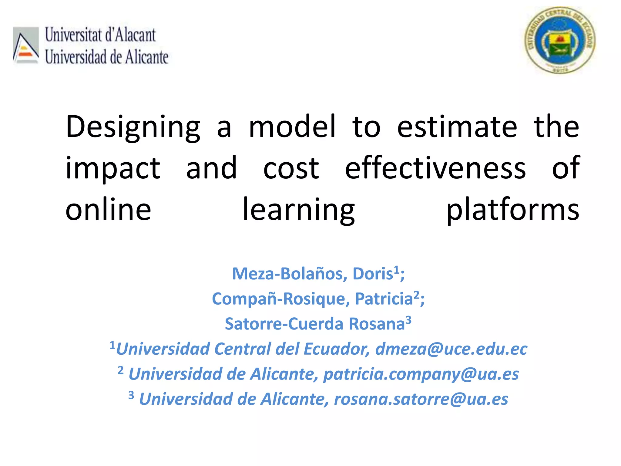 Designing a model to estimate the impact and cost effectiveness of ...