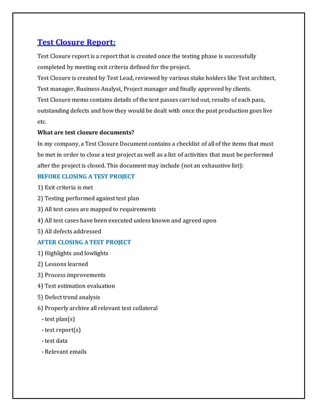 Test closurereport | DOCX