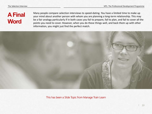 The Selection Interview | PPTX