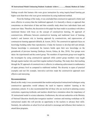 5E Instructional Model: Enhancing Students Academic Achievement in the ...