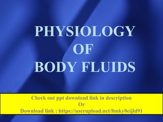 Physiology of body fluids | PPT