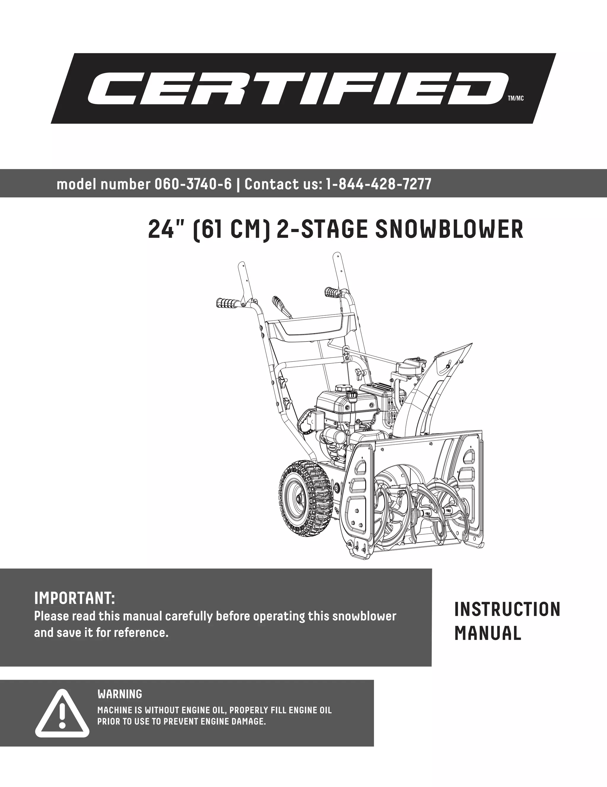 Certified Snowblower 060 3740-6 instruction manual en | PDF