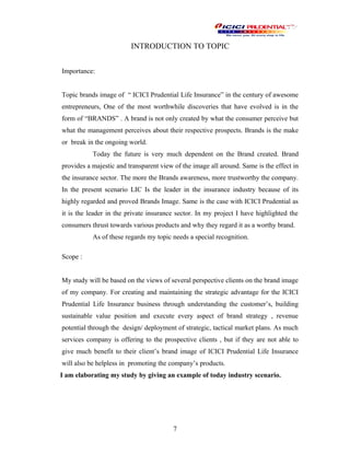 0601077 study the brand image of icici prudential life insurance | DOC