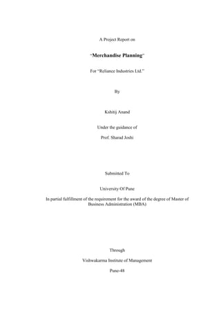 0601091 merchandise planning for reliance industries | PDF