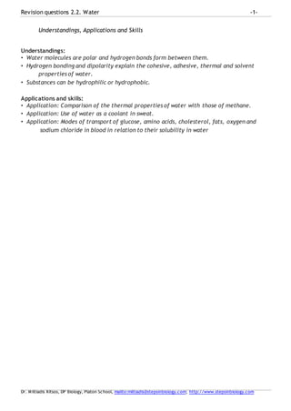 Revision questions 2.2. Water | DOCX | Chemistry | Science