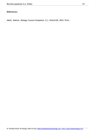 Revision questions 2.2. Water | DOCX | Chemistry | Science