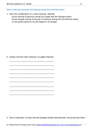 Revision questions 2.2. Water | DOCX | Chemistry | Science