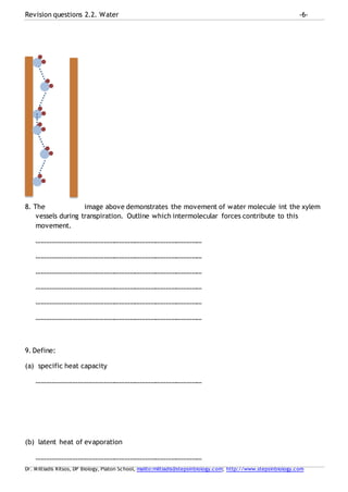 Revision questions 2.2. Water | DOCX | Chemistry | Science