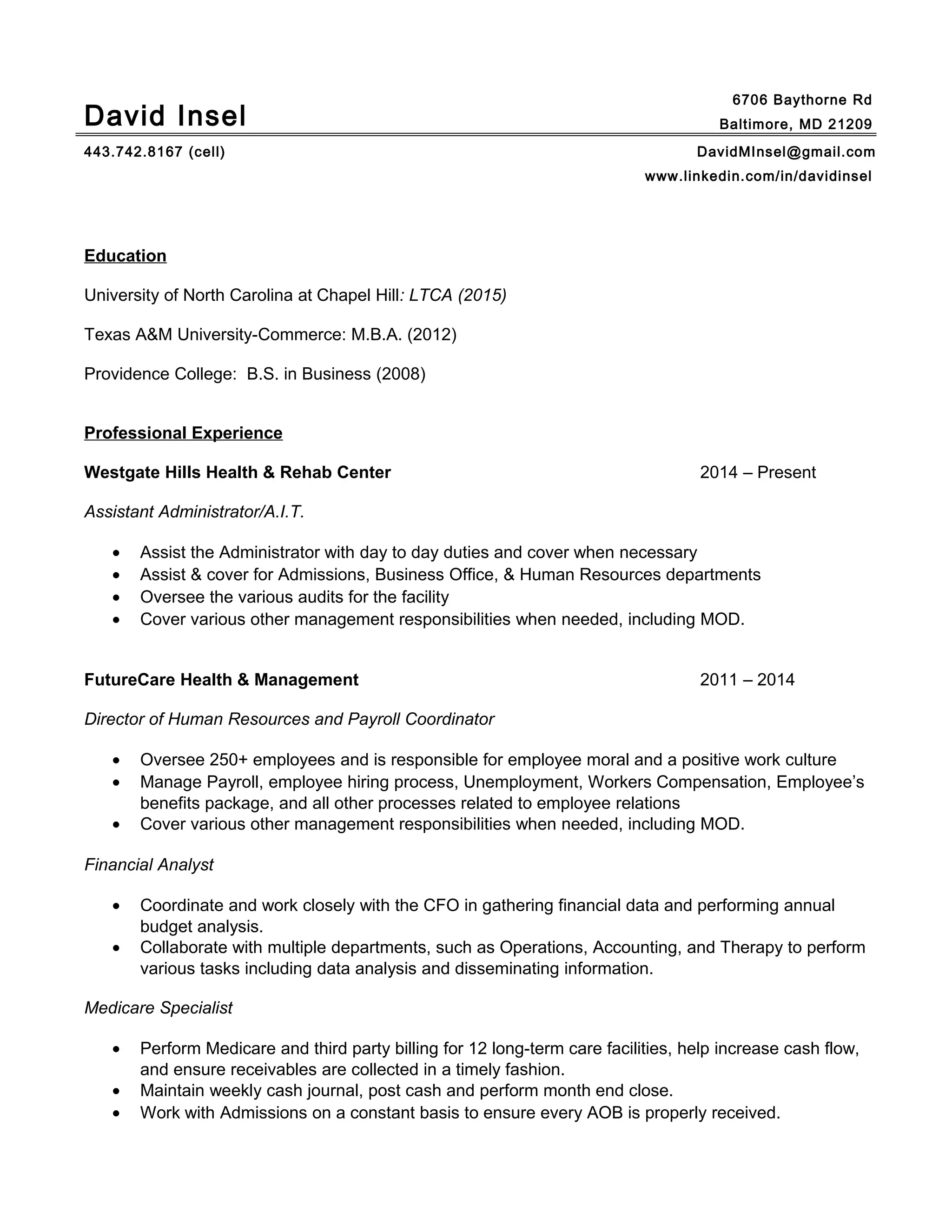 David Insel Resume | DOC