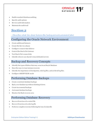 Oracle Database Administration 11g Course Content | DOCX