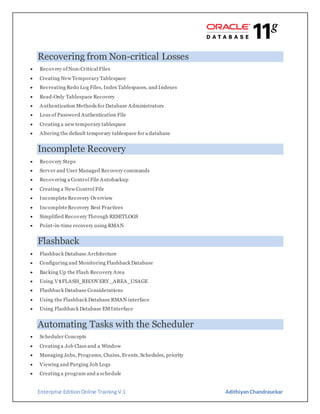 Oracle Database Administration 11g Course Content | DOCX