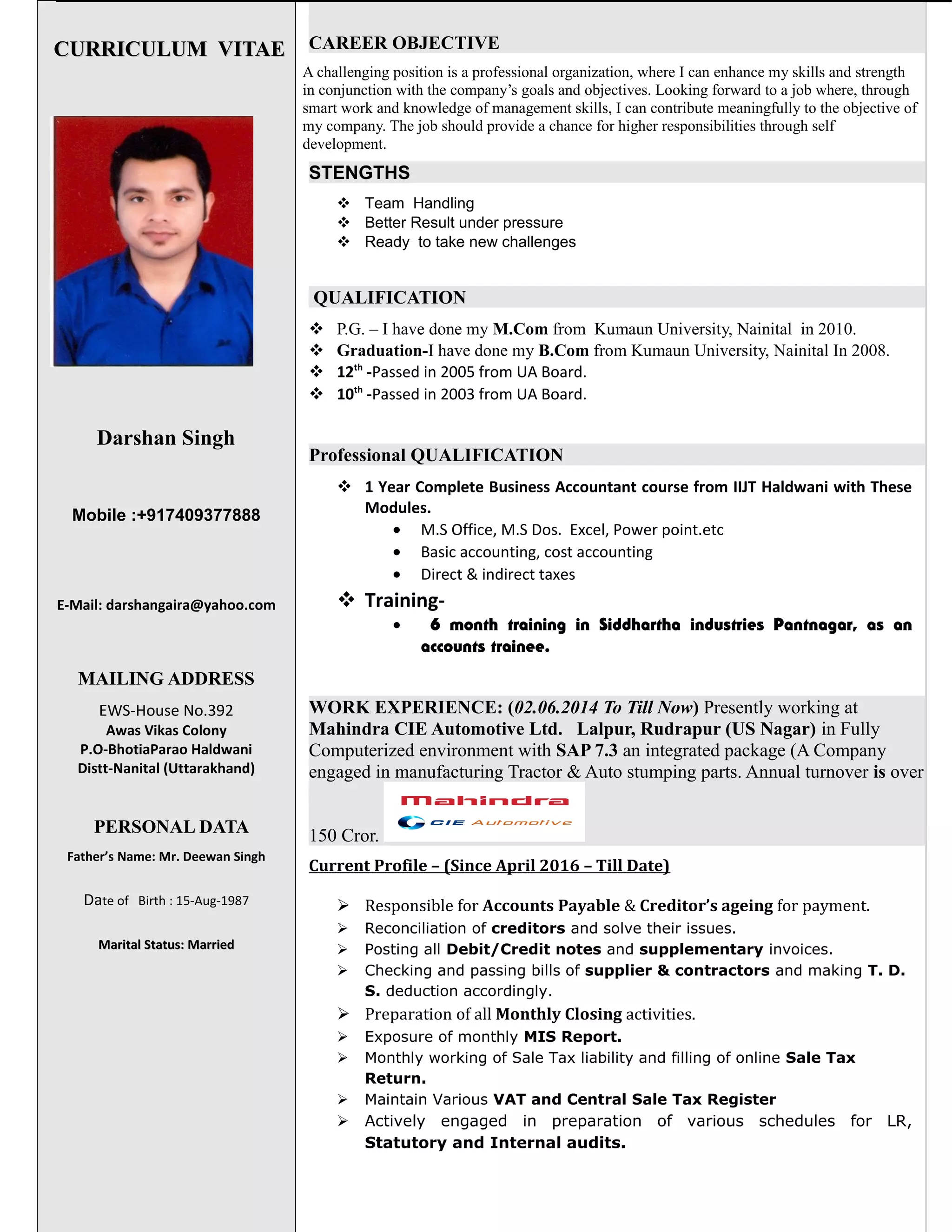 Resume Darshan | DOC