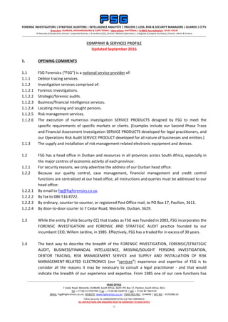 FSG Company & Services Profile | PDF