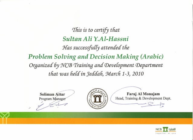 Problem Solving And Decision Making Certificate | PDF