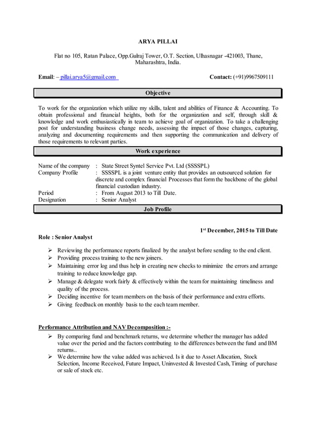 Arya Pillai Resume updated | PDF