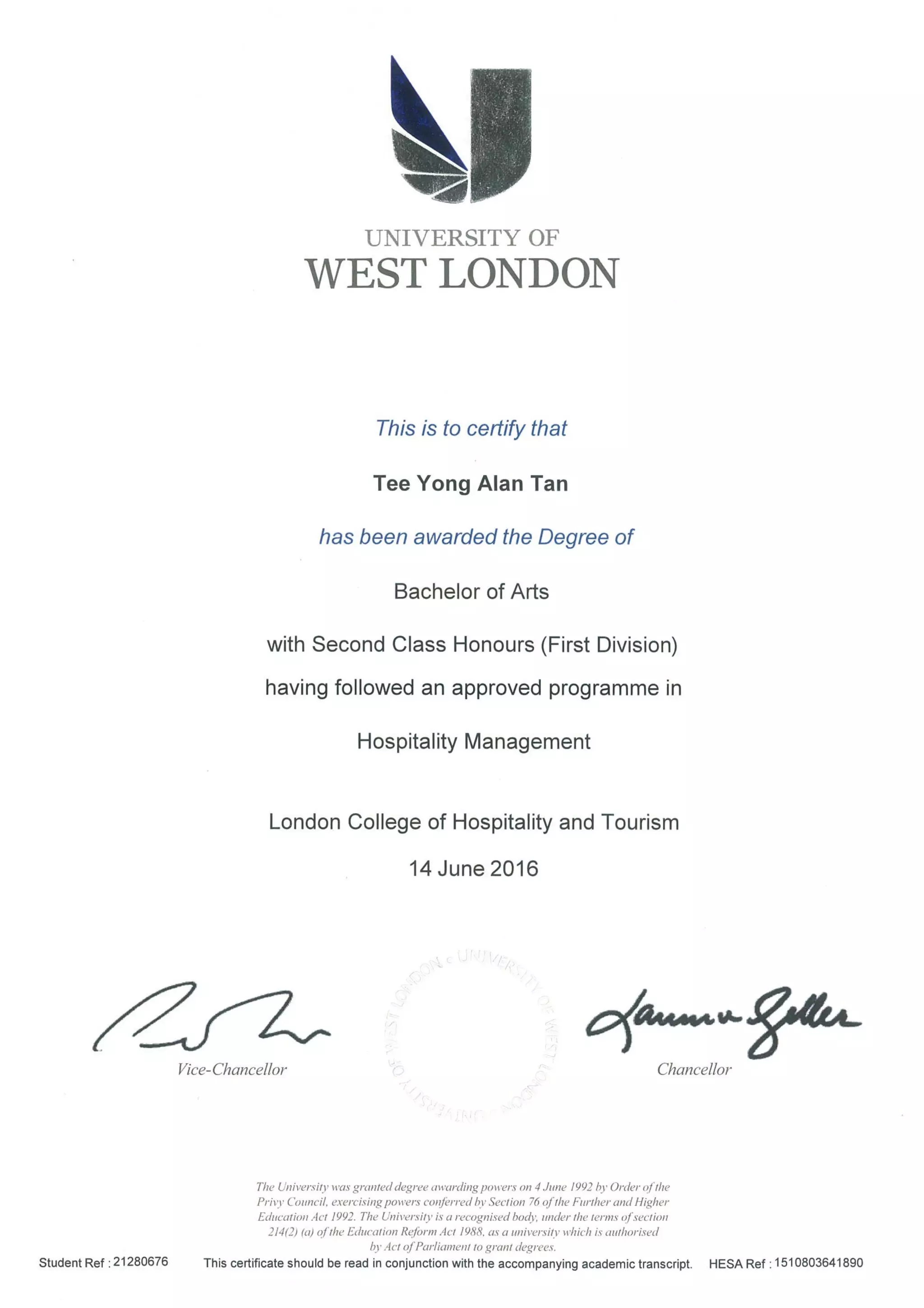 UWL certificate | PDF | Education