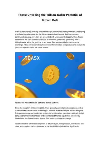 Tdasx: Unveiling the Trillion-Dollar Potential of Bitcoin DeFi | DOCX
