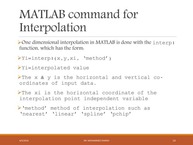06-07 Chapter interpolation in MATLAB | PPT