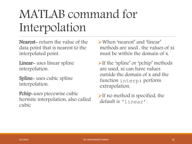 06-07 Chapter interpolation in MATLAB | PPT