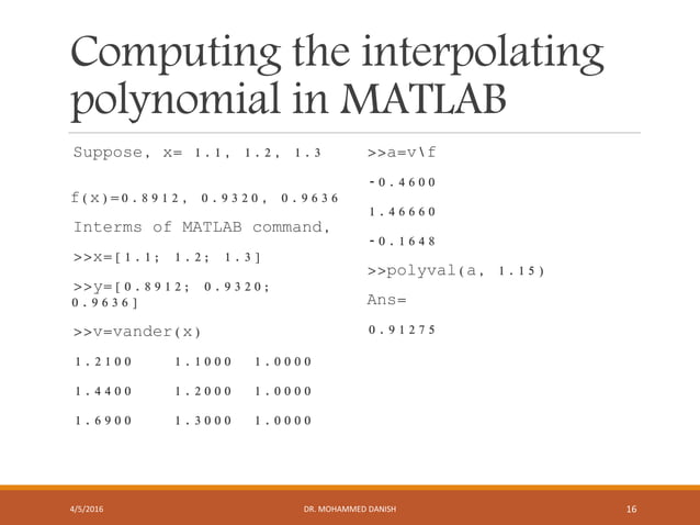 06-07 Chapter interpolation in MATLAB | PPT