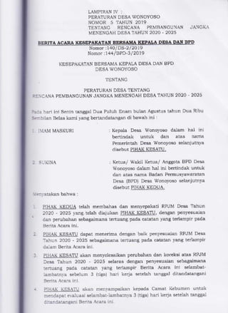 RENCANA PEMBANGUNAN JANGKA MENENGAH DESA TAHUN 2020-2025 | PDF