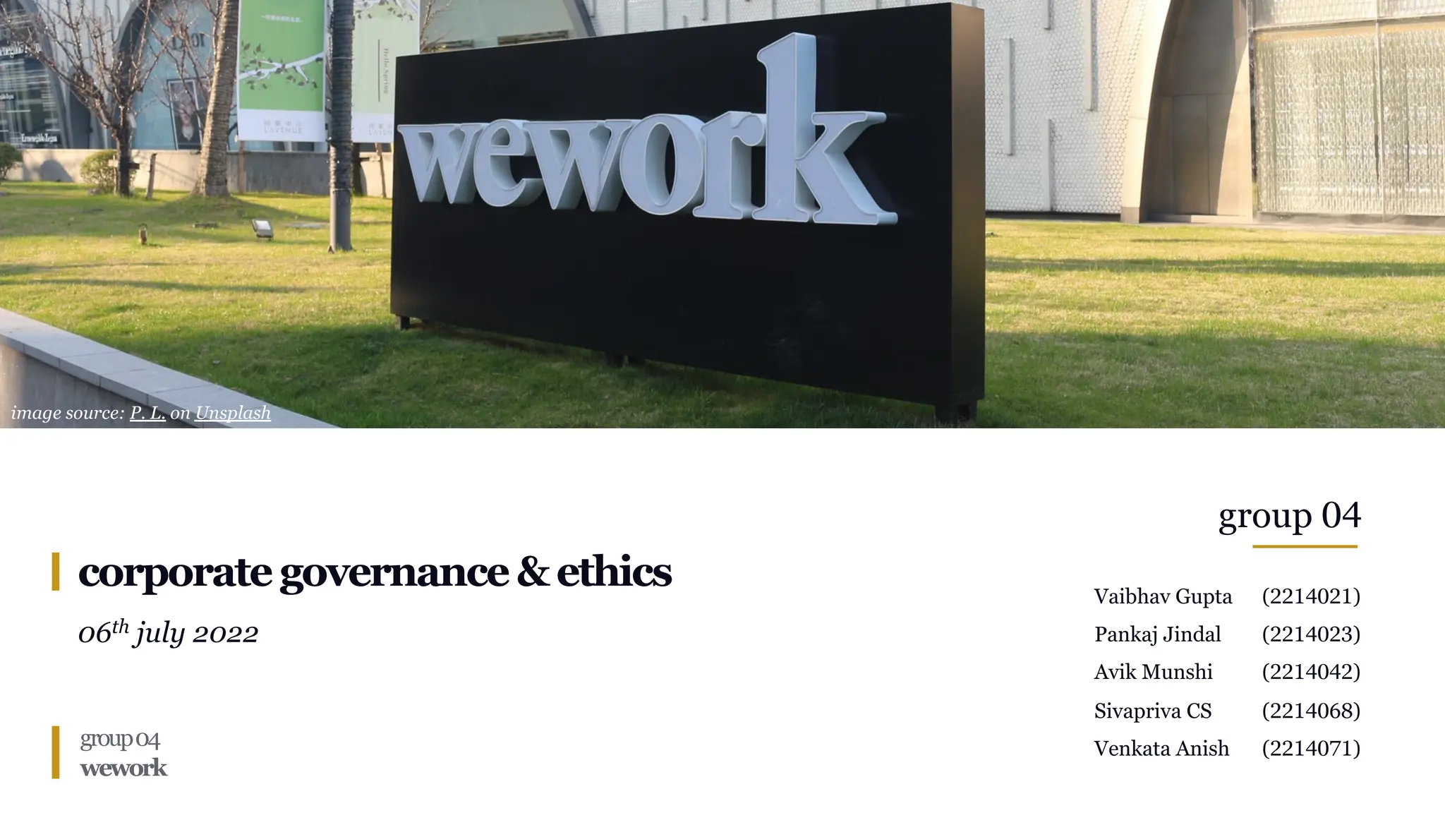 WeWork Corporate Governance | PPT