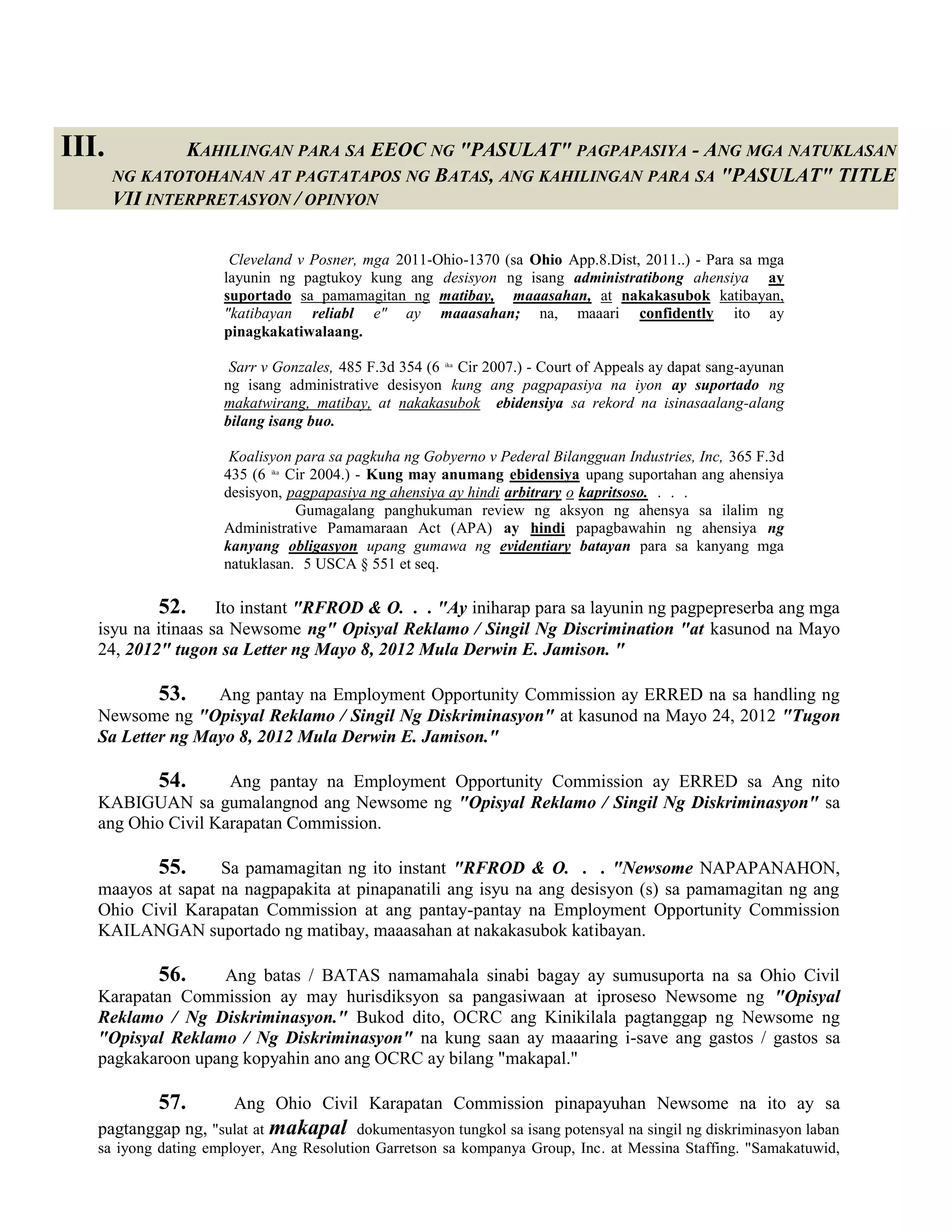 060812 EEOC Response (FILIPINO) | PDF