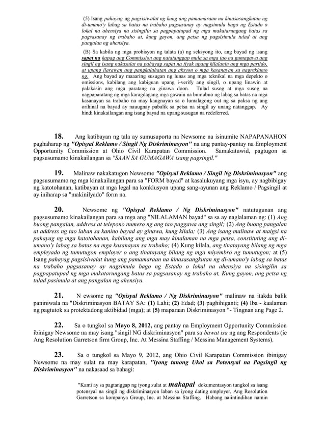 060812 EEOC Response (FILIPINO) | PDF