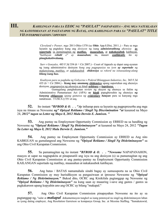 060812 EEOC Response (FILIPINO) | PDF