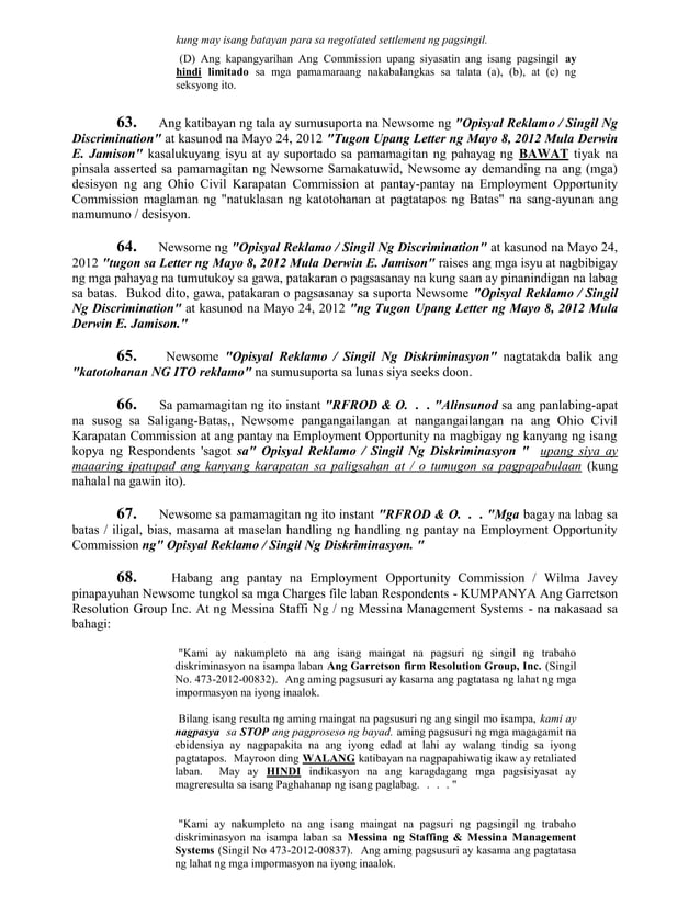 060812 EEOC Response (FILIPINO) | PDF