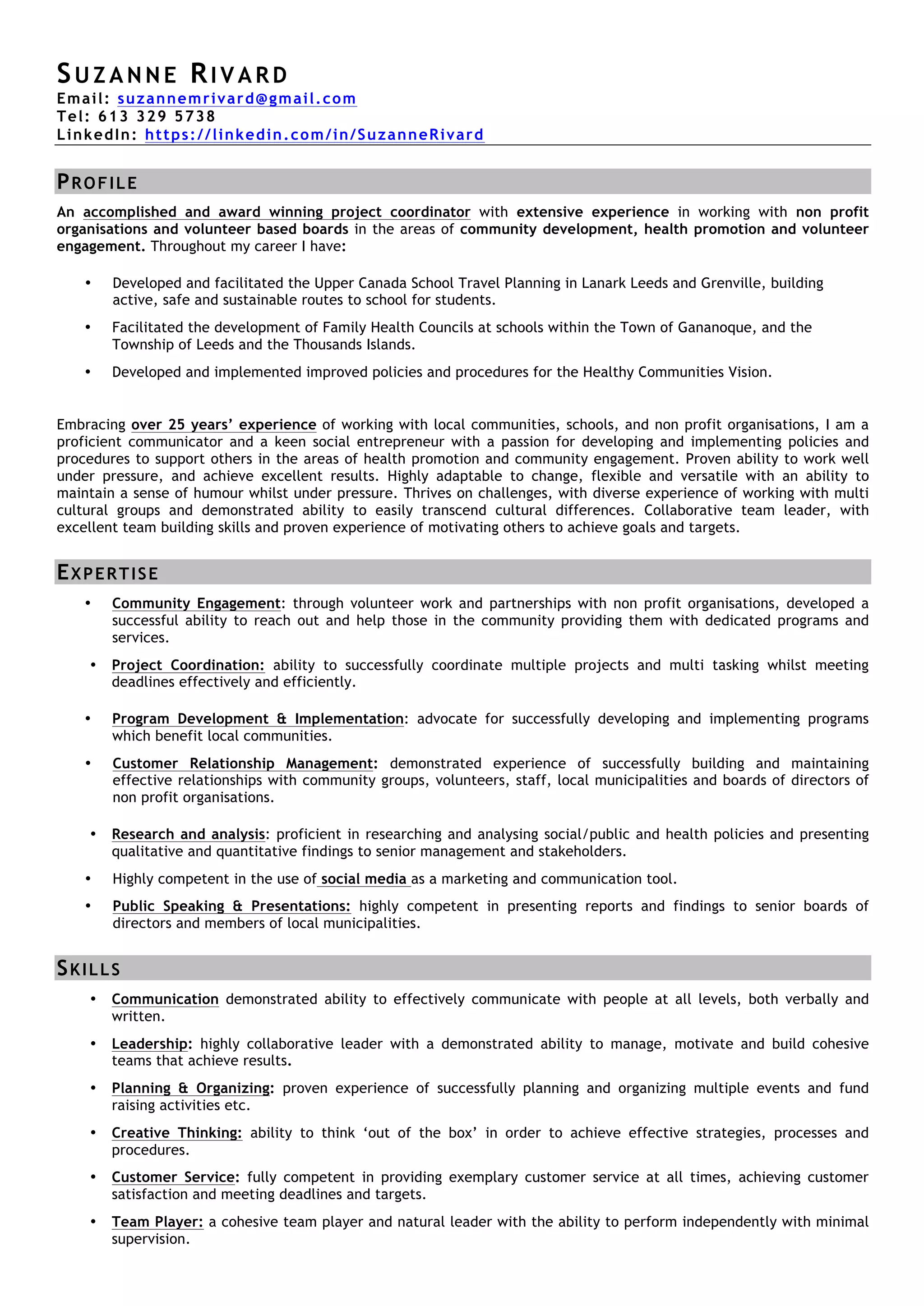 Rivard, Suzanne Resume | PDF