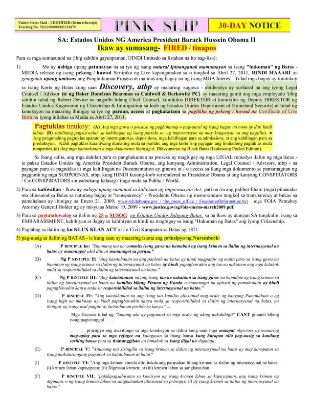 061012 Pink Slip (FILIPINO) | PDF