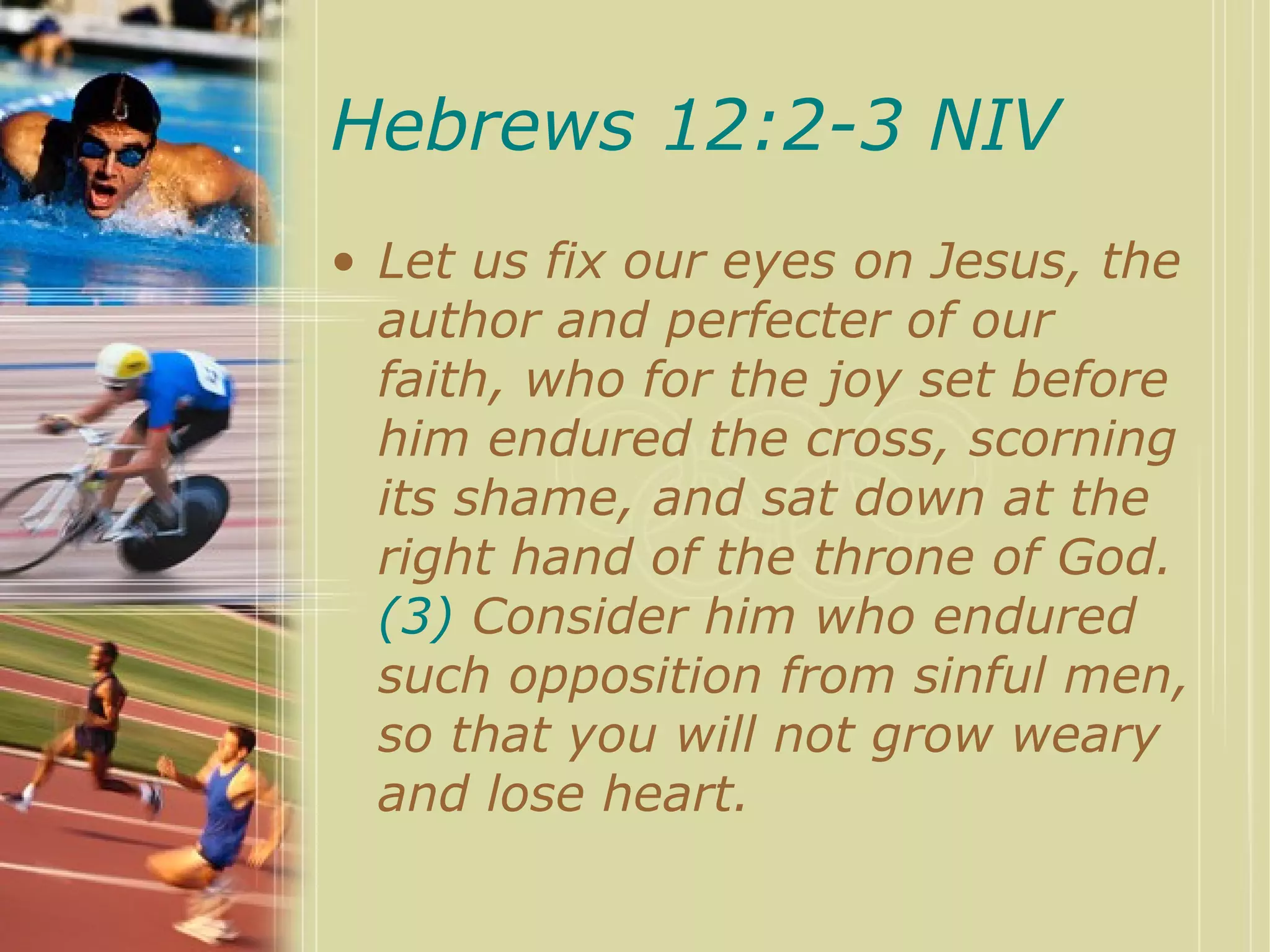 061022 No Pain – No Gain – No Glory Hebrews 12 1 3 Dale Wells | PPS ...