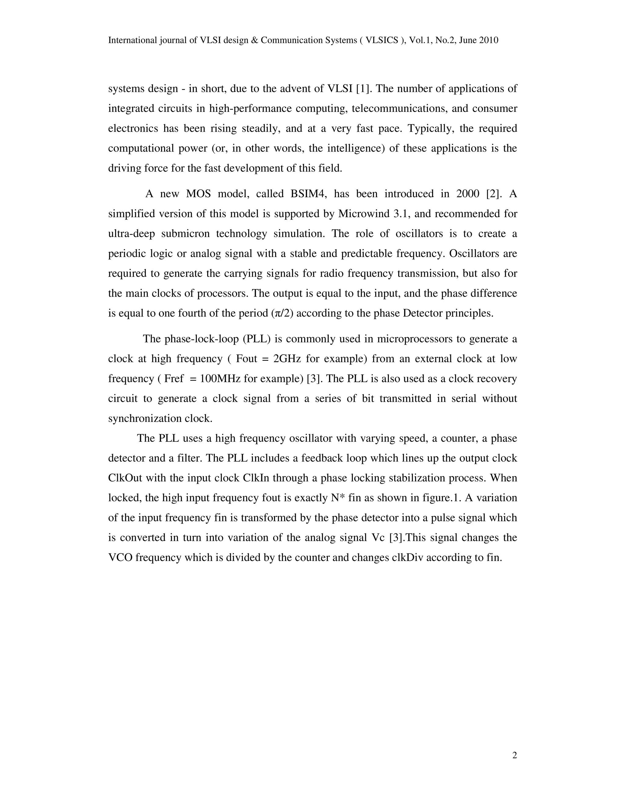 DESIGN OF LOW POWER PHASE LOCKED LOOP (PLL) USING 45NM VLSI TECHNOLOGY | PDF
