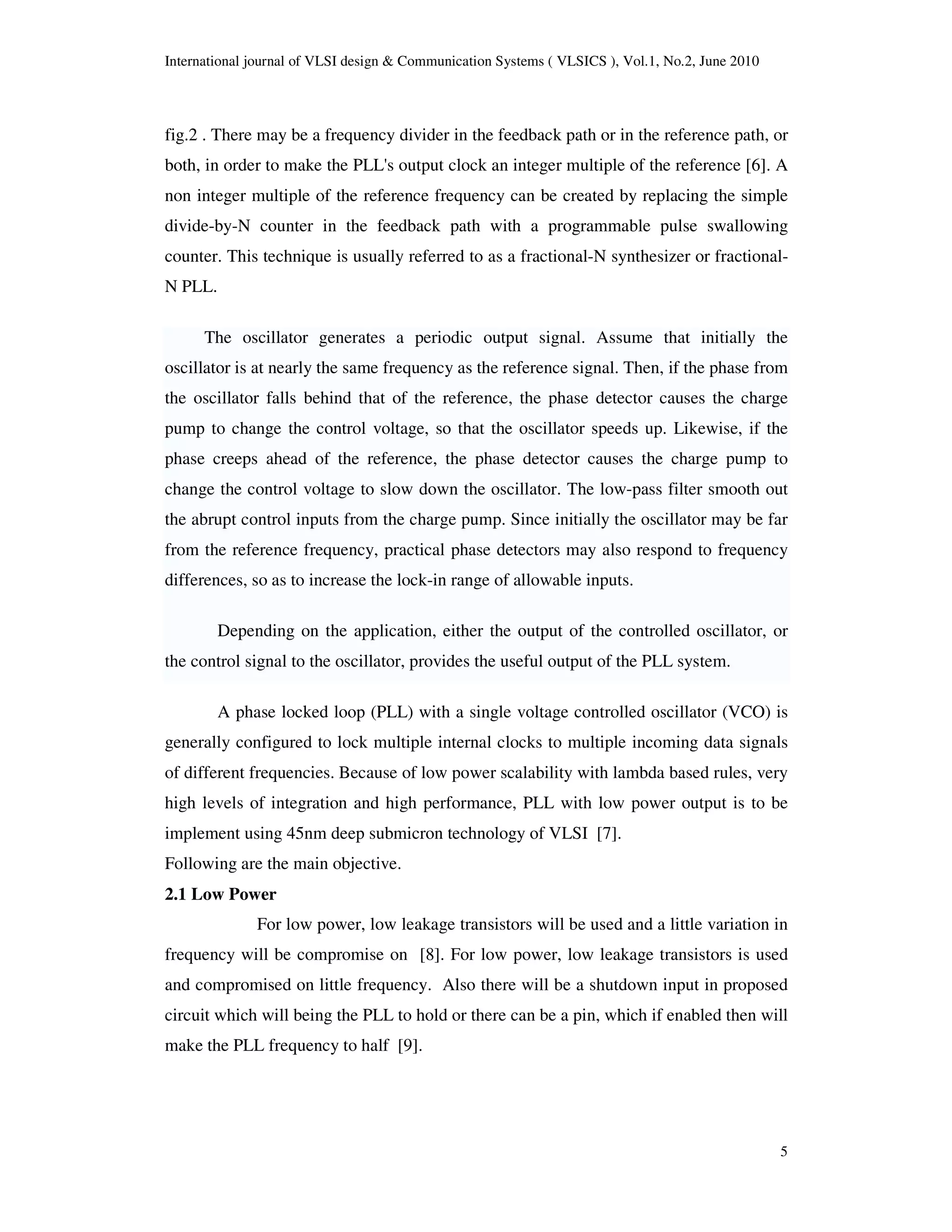 DESIGN OF LOW POWER PHASE LOCKED LOOP (PLL) USING 45NM VLSI TECHNOLOGY | PDF