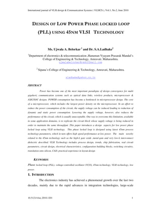 DESIGN OF LOW POWER PHASE LOCKED LOOP (PLL) USING 45NM VLSI TECHNOLOGY | PDF