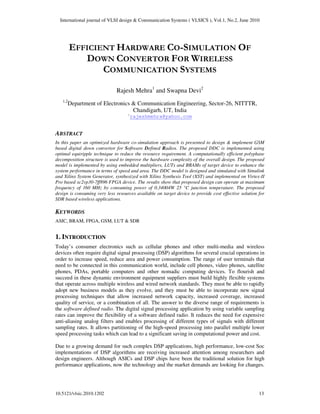 EFFICIENT HARDWARE CO-SIMULATION OF DOWN CONVERTOR FOR WIRELESS COMMUNICATION SYSTEMS | PDF