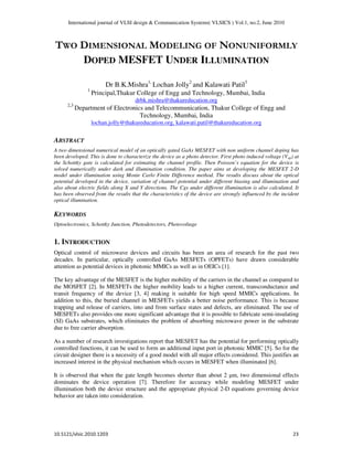 TWO DIMENSIONAL MODELING OF NONUNIFORMLY DOPED MESFET UNDER ...