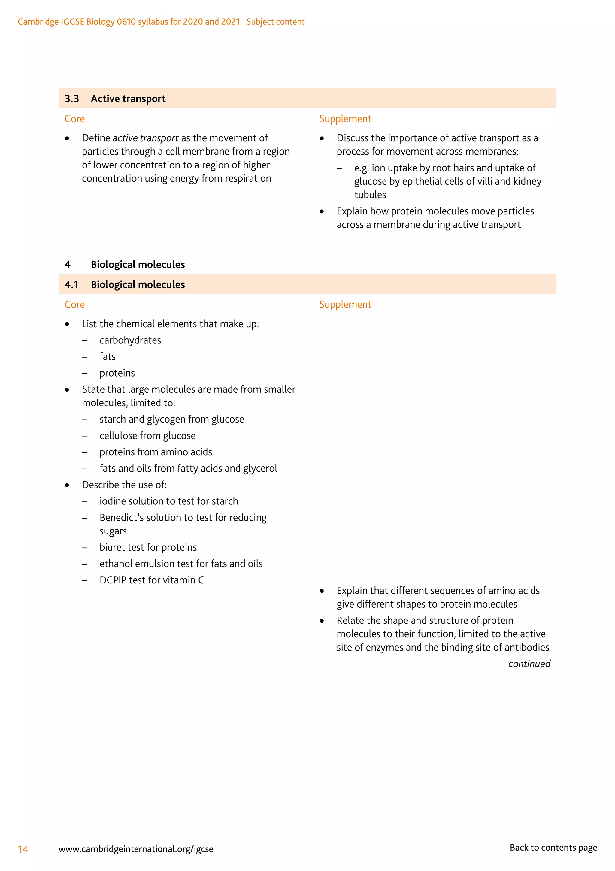 IGCSE BIOLOGY SYLLABUS 2020 / 2021 | PDF