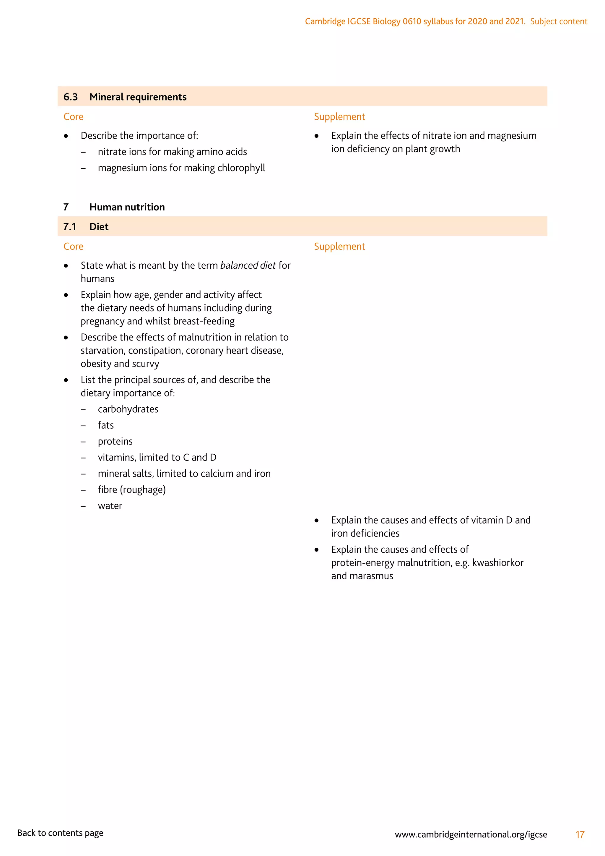 IGCSE BIOLOGY SYLLABUS 2020 / 2021 | PDF