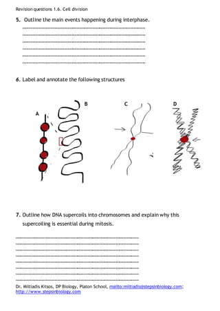 Revision questions on 1.6. Cell division of IB Biology | DOCX ...